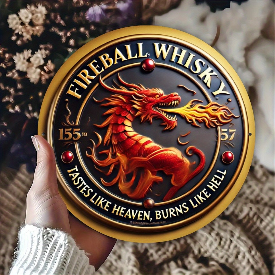 Tin Metal Sign Fireball Whiskey Dragon Emblem Aluminum Wall Art 8x8 | eBay