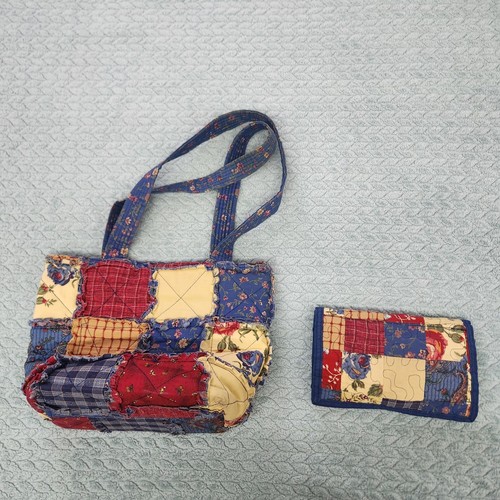 Donna Sharp Blue Floral Patchwork Cloth Wallet & Handbag Purse | eBay
