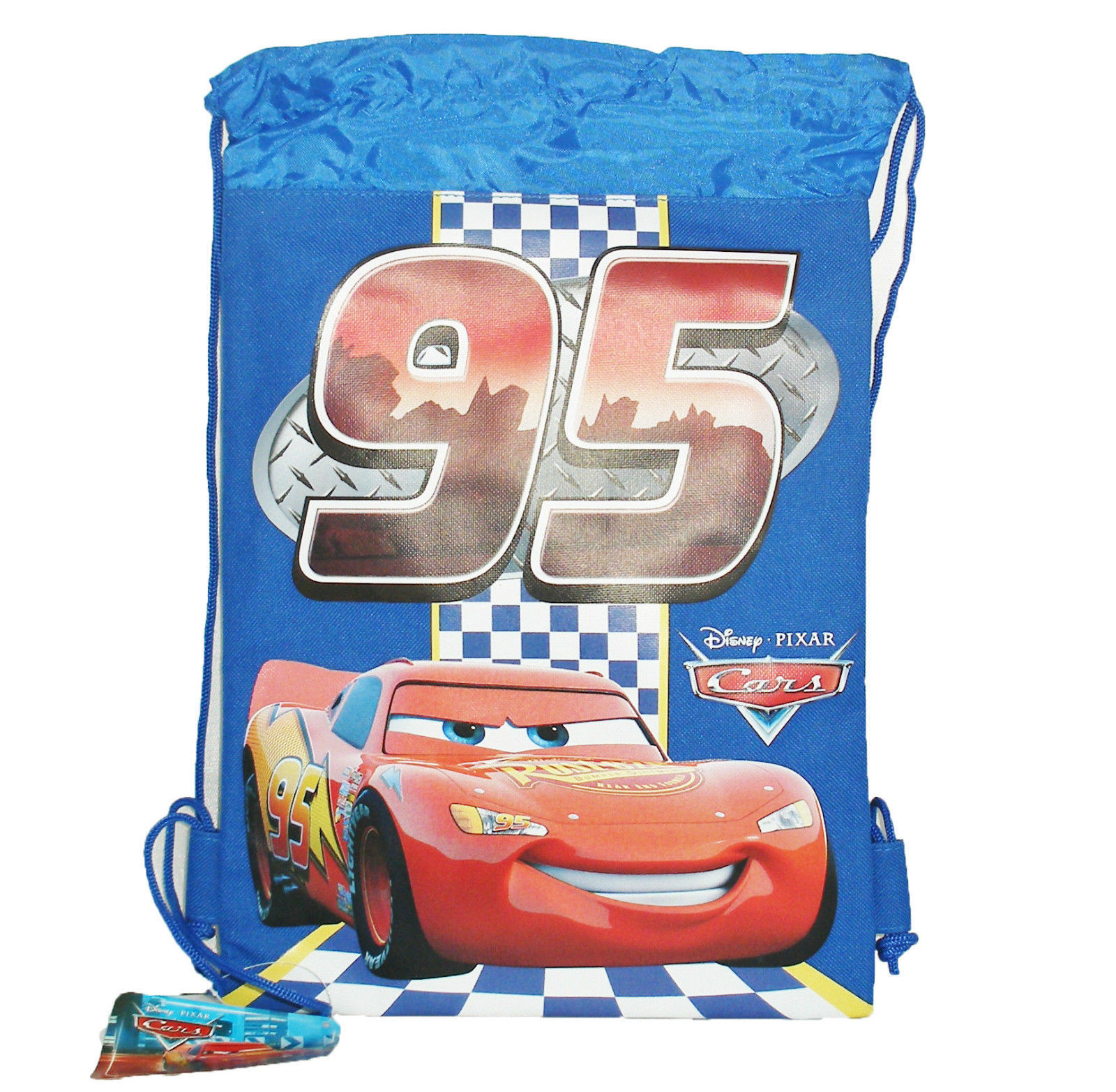 DISNEY MCQUEEN THE CARS BLUE DRAWSTRING BAG BACKPACK TRAVEL STRING ...