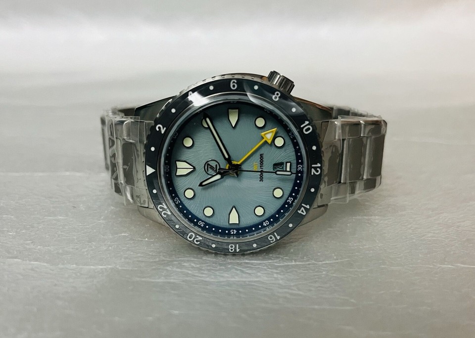 New Zelos MAKO 300M GMT SKY BLUE 40mm Automatic STEEL Watch - DEALER ...