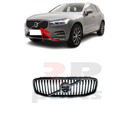 FOR VOLVO XC60 17-21 NEW FRONT CENTER GRILLE CHROME/BLACK CAMERA HOLE ...