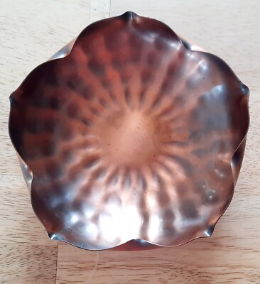 Vintage Gregorian Copper Bowl Hammered Solid Copper Flower Design Made ...