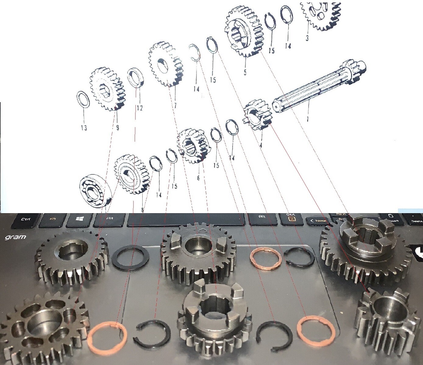 1EA NEW LIFAN SDG 110CC 90CC 70CC 4 SPEED TRANNY GEAR SET 4SP/GEARS/12/ ...