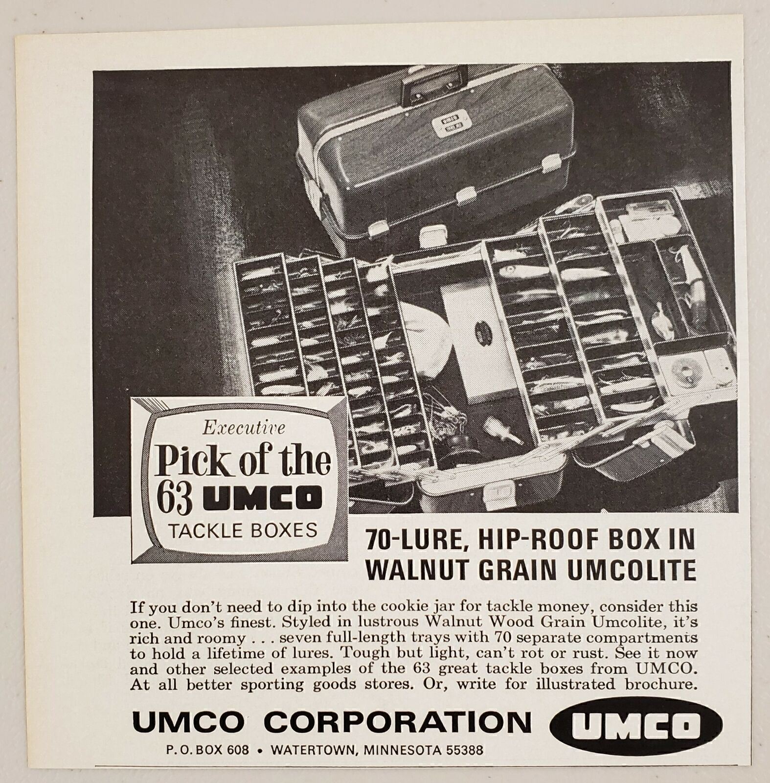 1968 Print Ad Umco Fishing Tackle Boxes Hip Roof Box Watertown ...