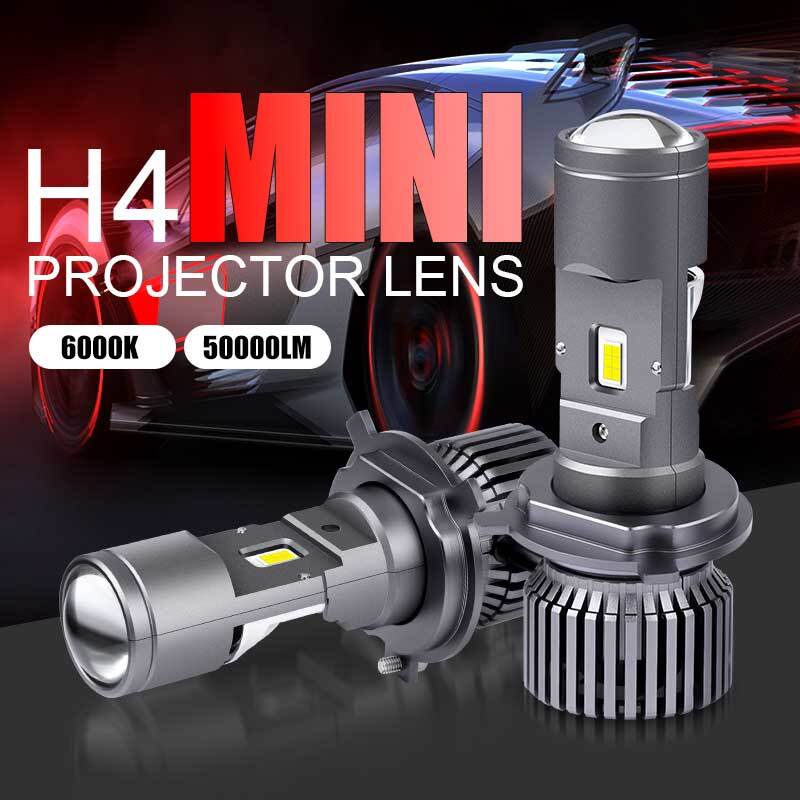 100W H4 Mini Bi-LED Projector Lens 50000LM Hi/Lo Headlight Kit Retrofit ...