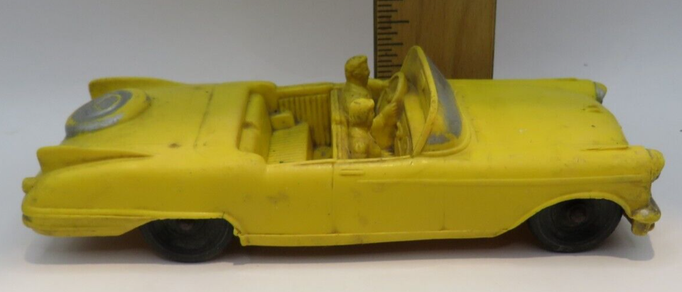 Vintage 1960's Auburn Rubber Toy Car 1957 Cadillac Convertible Yellow 5 ...