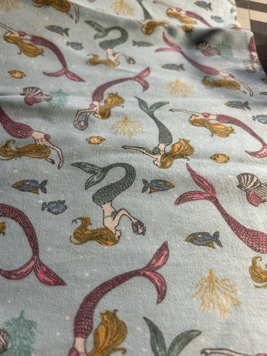 Blue Mermaid Flannel Fabric Sea Ocean Snuggle Almost 2 Y Quilt Cotton ...