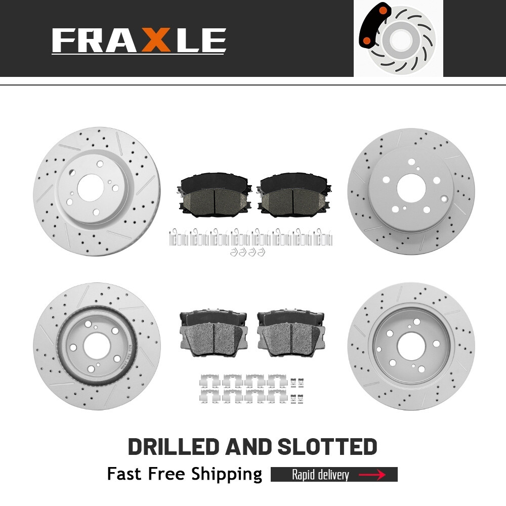 296mm+281mm Front Rear Brake Rotors+Ceramic Pads for Toyota RAV4 XLE SE ...