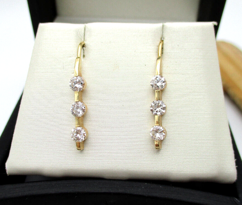 14K Yellow Gold 1 CTW Diamond Drop Earrings [E208] | eBay
