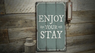 Enjoy Your Stay Novelty Distressed Sign, Personalized Wood Sign | eBay