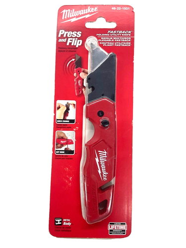 NEW! MILWAUKEE TOOLS FASTBACK™ PRESS & FLIP FOLDING UTILITY KNIFE, 48 ...