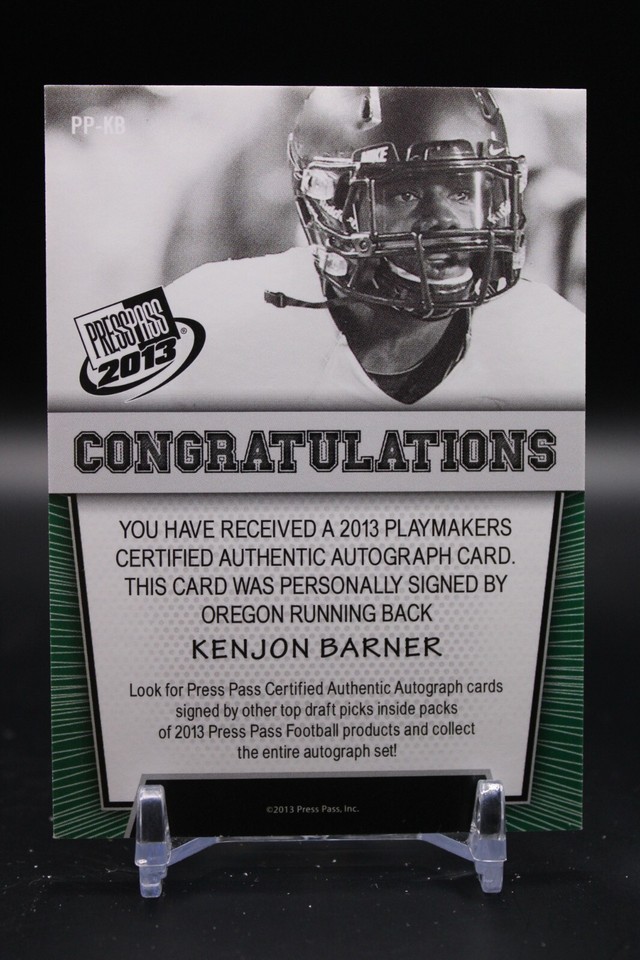 Kenjon Barner, Oregon Ducks, 2013 Press Pass, Autograph, 55/99, #PP-KB ...