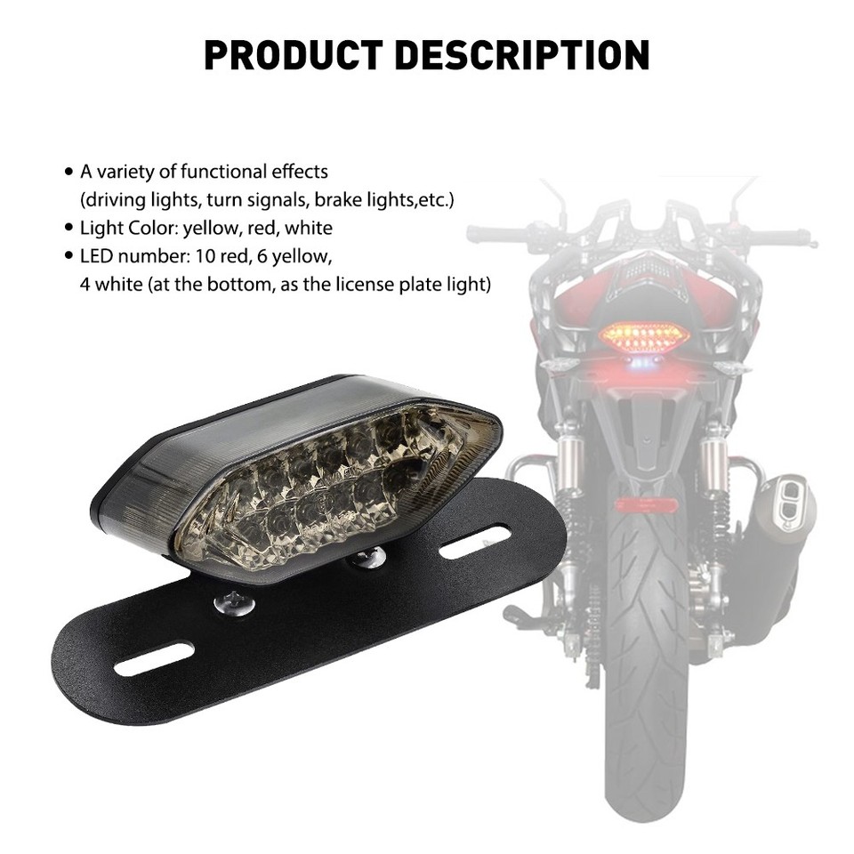 Universal Motorcycle LED Turn Brake Signals Integrated License Plate ...