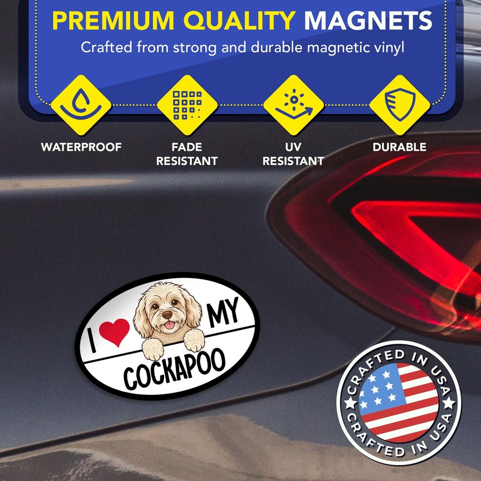 Magnet Me Up I Love My Cockapoo Magnetic Decal 4x6 Inches Oval Shaped Car Magnet | eBay
