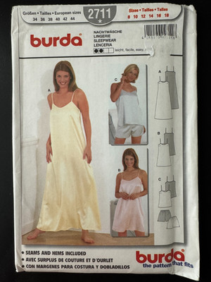 2711 Burda Misses Pattern Nightgown Shorts Top Size 8 10 12 14 16 18 | eBay