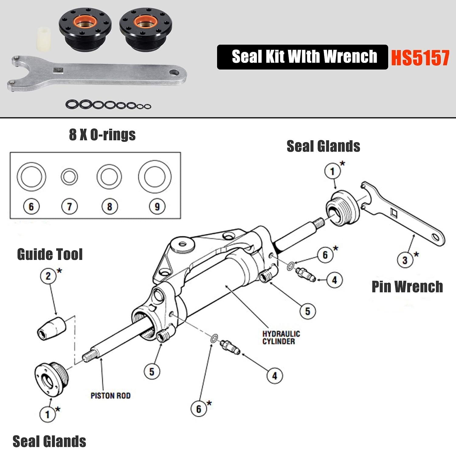 For SeaStar HS5157 Hydraulic Seal Kit HC5340 HC5341 HC5342 HC5343 ...
