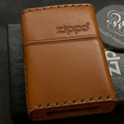 ZIPPO Lighter Leather Wrap Zippo Logo Leather Light Brown Simple ...