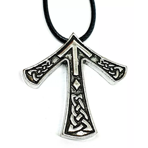 Tiwaz Rune Pendant Necklace Chunky Tyr Rune Cord Norse Viking Rustic ...