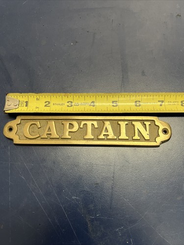 Nautical Brass Captain Sign Plaque Boat Wall Door Decor Ship Maritime ...