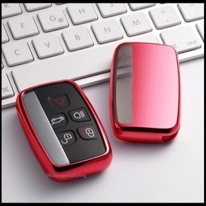 Chrome Red Key Cover For Jaguar XE XF XFR XJ XJL F-PACE F-TYPE Case Fob ...