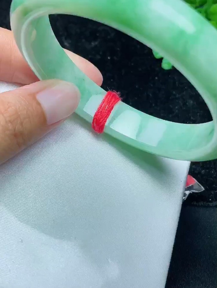 Certified Natural Jadeite Jade 57/58mm Floating Green Flower Bracelet ...