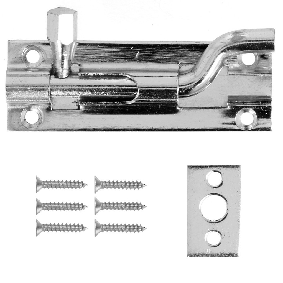 3" CHROME NECKED SLIDE BOLT OFFSET 75mm Small Toilet Cupboard Lock ...