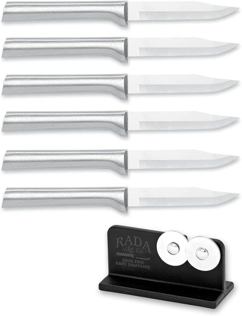 Rada R101 Regular Paring Knife 6pk + 1 Sharpener USA made cutlery L/R ...