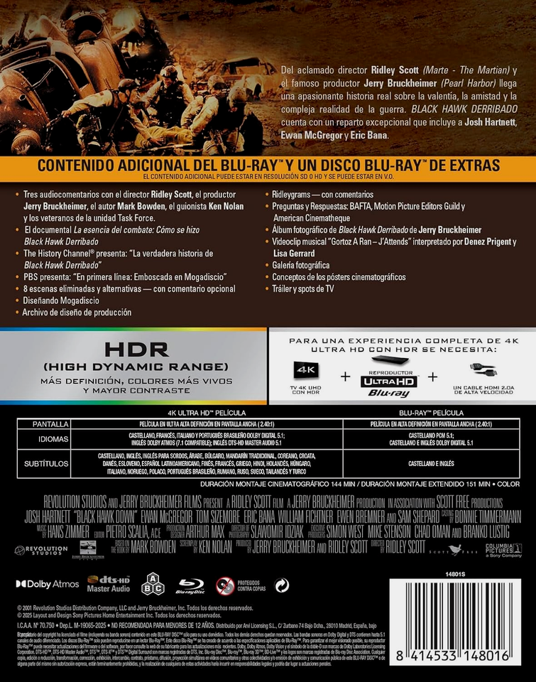 Black Hawk Down 4K UHD + Blu-Ray Nuovo Steelbook A-B-C | eBay