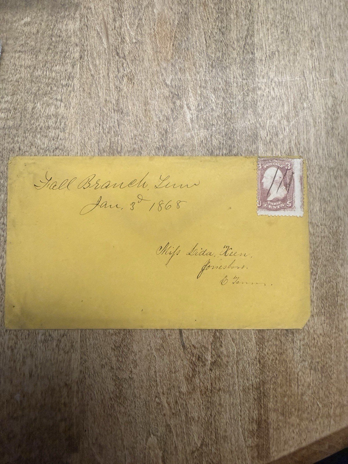 1868 Postal Envelope With 3c Washington Stamp Addressed Tennessee W ...