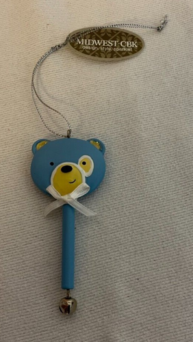 Baby Boy 1st First Christmas Blue Rattle Bear Midwest CBK New NWT 4" | eBay