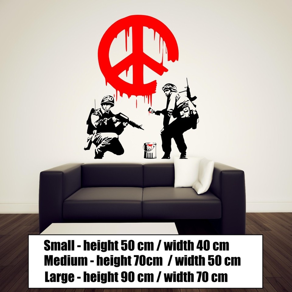 Banksy Graffiti 'CND Peace Sign Soldiers' Art Wall Stickers Decor High ...