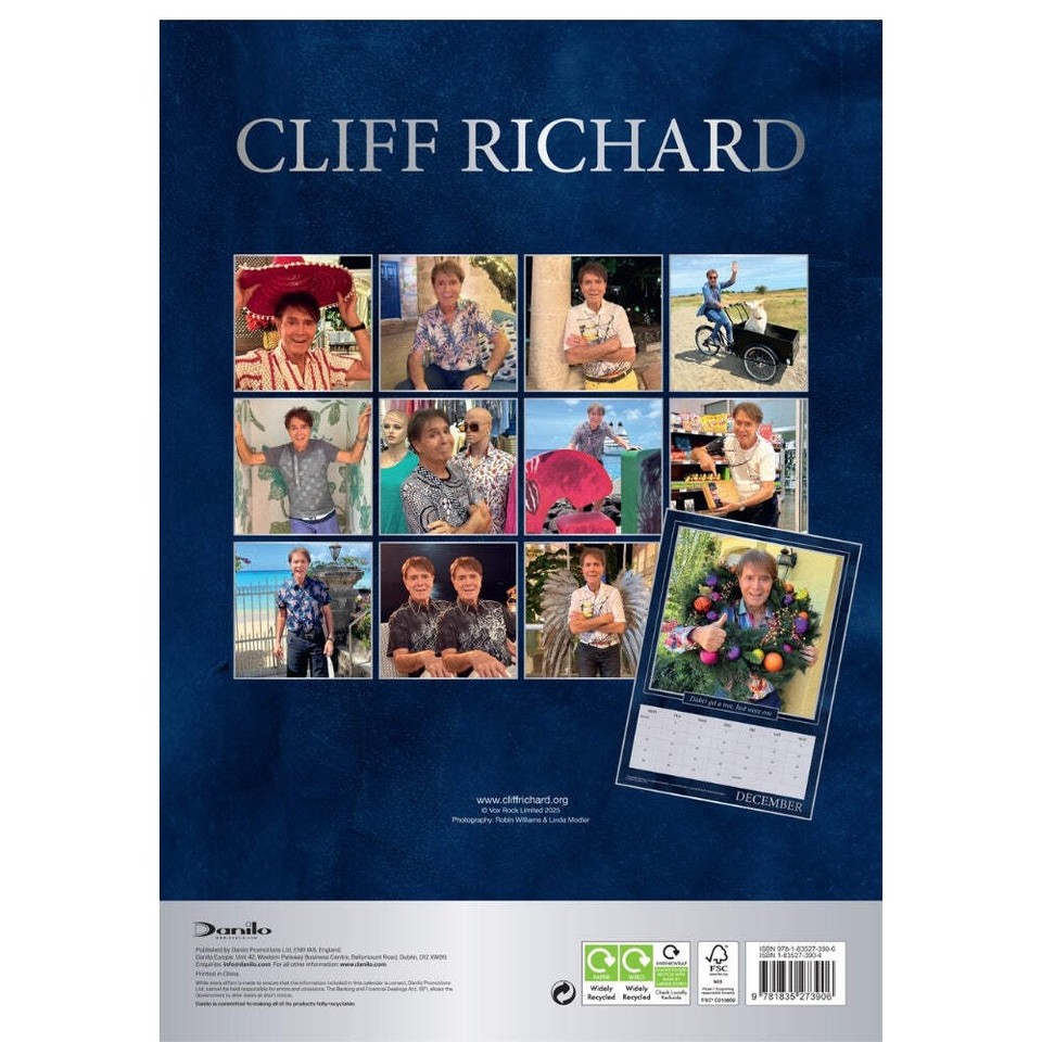 2026 Cliff Richard A3 Wall Calendar - Official Product - Rock and Roll ...