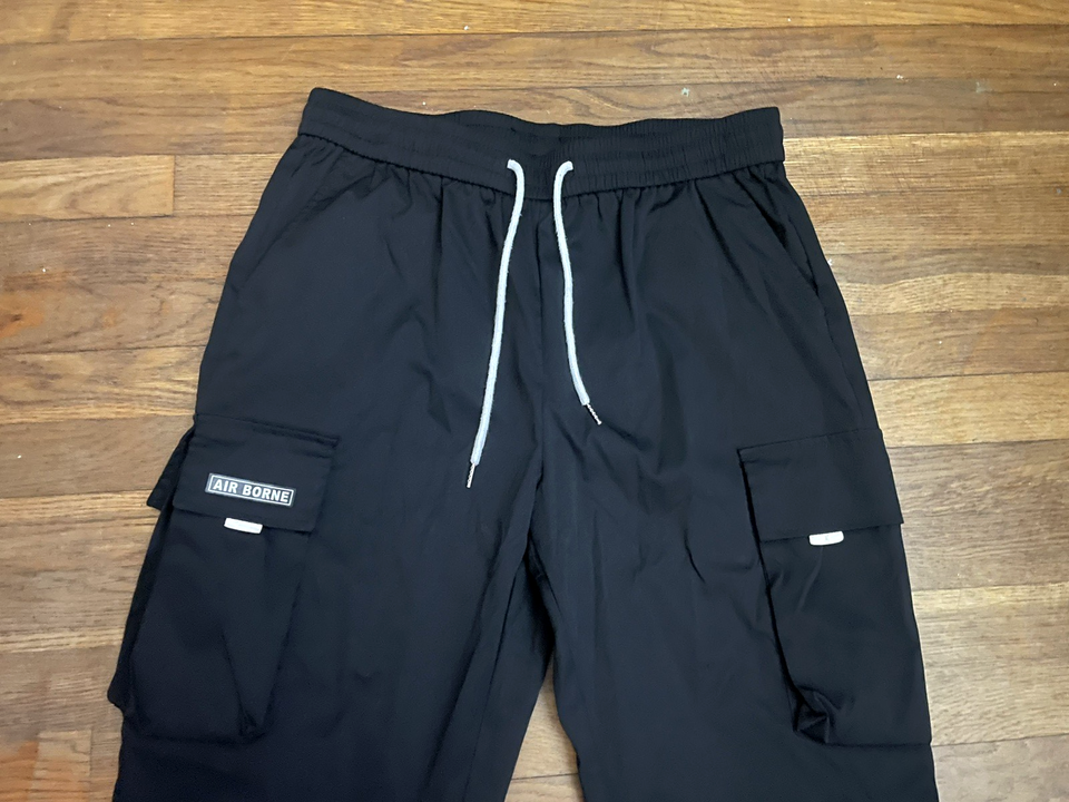 Men Flap Pocket Drawstring Waist Joggers Cargo Pants Loose-Fit XL Black ...
