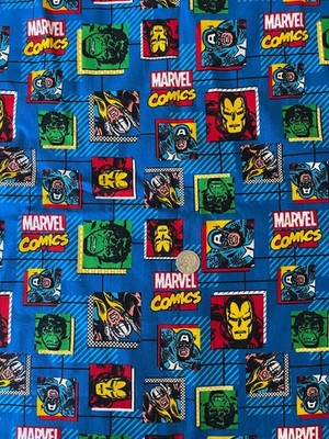 MARVEL COMICS HULK IRON MAN THOR CAPTAIN AMERICA 100% COTTON FABRIC 22 ...