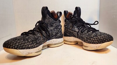 Boy 6Y Nike Lebron XV 15 Ashes Basketball Shoes Black White Oreo 922811 ...