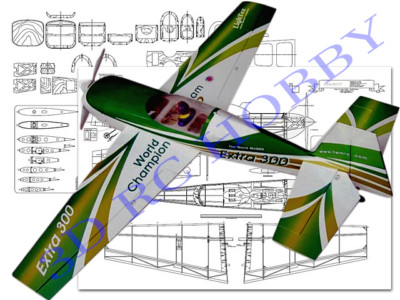 Extra 300 EP 66" WS RC Model Airplane Plans & Templates PRINTED Full ...