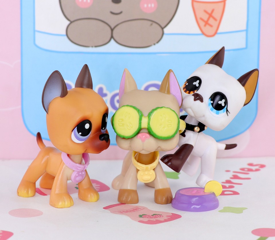 Mini Pet Shop lps Great Dane Dog Set 577 244 1647 with LPS Accessories ...