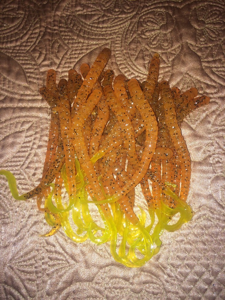 Lot of 20 5.5”PLASTIC fishing Worms bait lure w/ Swirl Tails worms ...