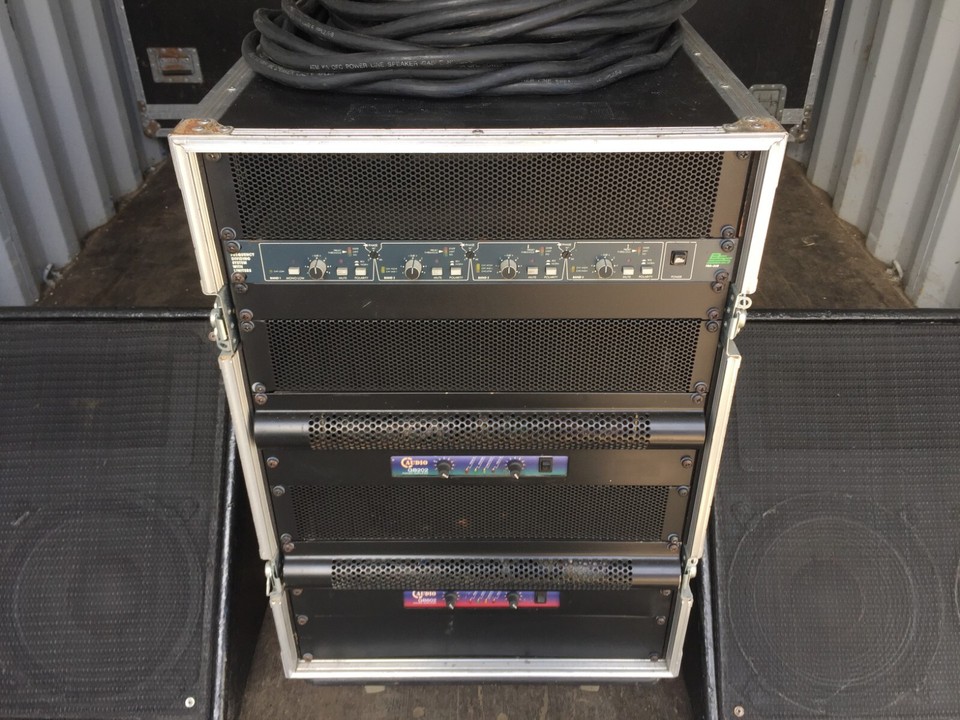 MARTIN AUDIO 2 x 12 WEDGES WITH 2x C-AUDIO AMPS & BSS X-OVER IN RACK ...