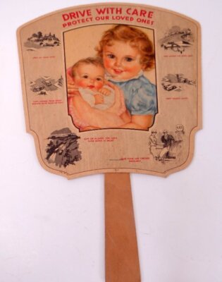 Vintage Funeral Home Advertising Hand Fan w Children Stump Funeral Home ...