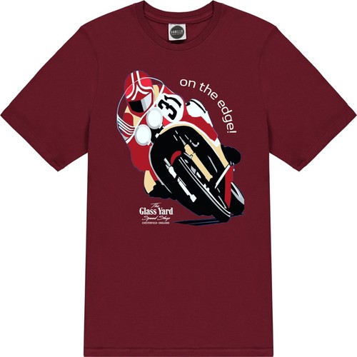 Motorcycle motorbike racing design burgundy red T-shirt Tee cotton ...