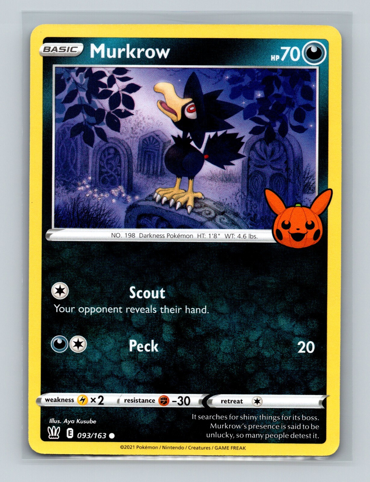 Murkrow Pokemon TCG Halloween Pikachu Stamped Card 093/163 | eBay