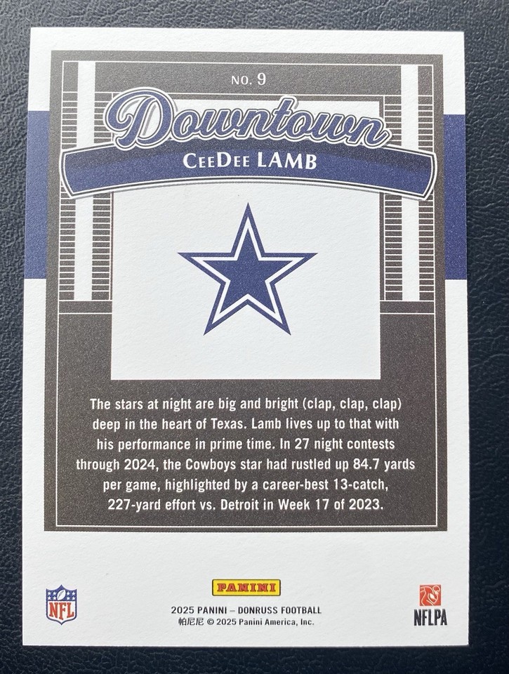 CEEDEE LAMB Downtown! 2025 Panini Donruss SSP #9 Regular Size Case Hit ...
