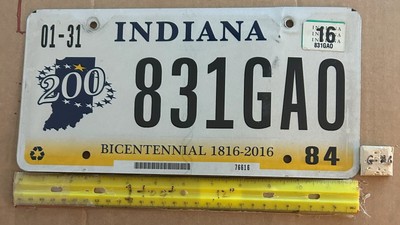 *License Plate, Indiana, 2016, Bicentennial, 831 GAO | eBay