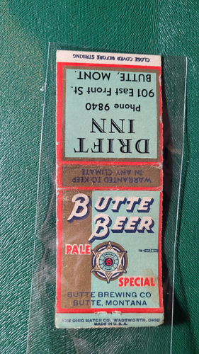 1930's Butte Beer Pale Special Matchbook Matchcover | eBay