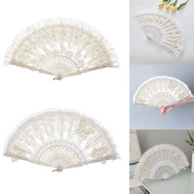 Lace Folding Handheld Fan Foldable White Lace Fan Retro Handheld Fan ...