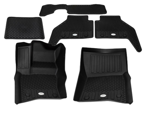 GENUINE FACTORY OEM LAND ROVER RUBBER FLOOR MATS SET DEFENDER 110 5+2 ...