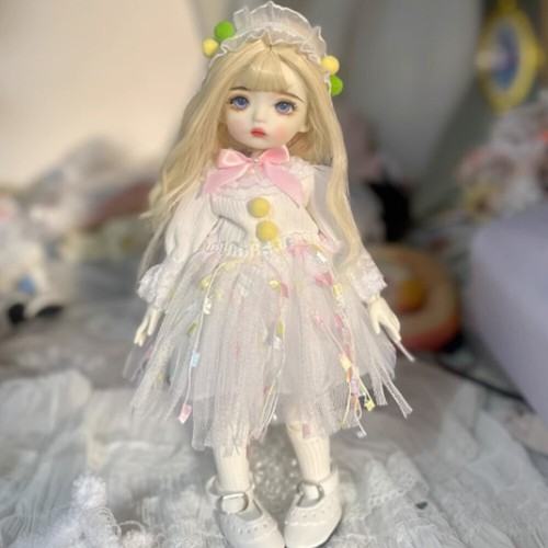 1/6 BJD Doll Blonde Girl MJD Doll Ball Joints Eye Face Makeup Dress ...