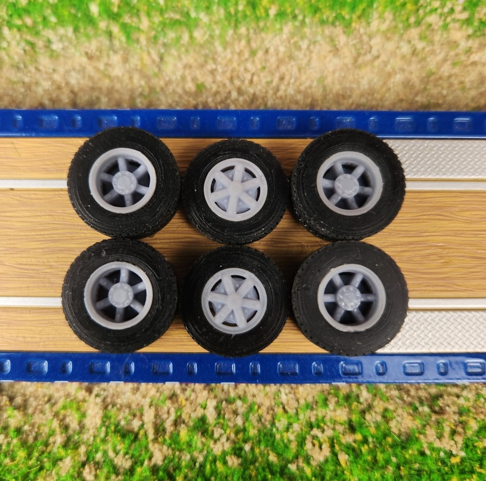 1:64 3D Printed Semi Truck 6 Spoke Dayton Style Wheels and Tires Full ...