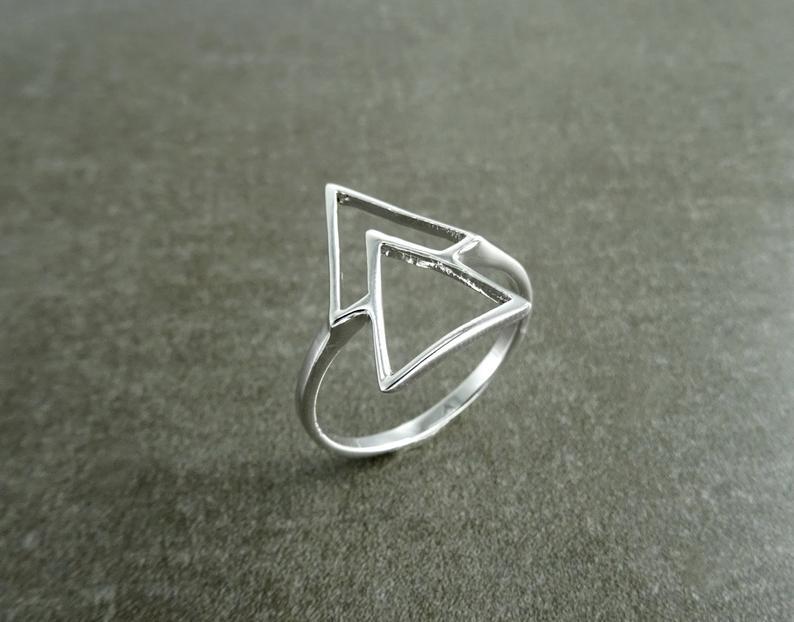 Chevron Ring Silver Triangle Signet Ring Partywear For Men & Women Gift item | eBay
